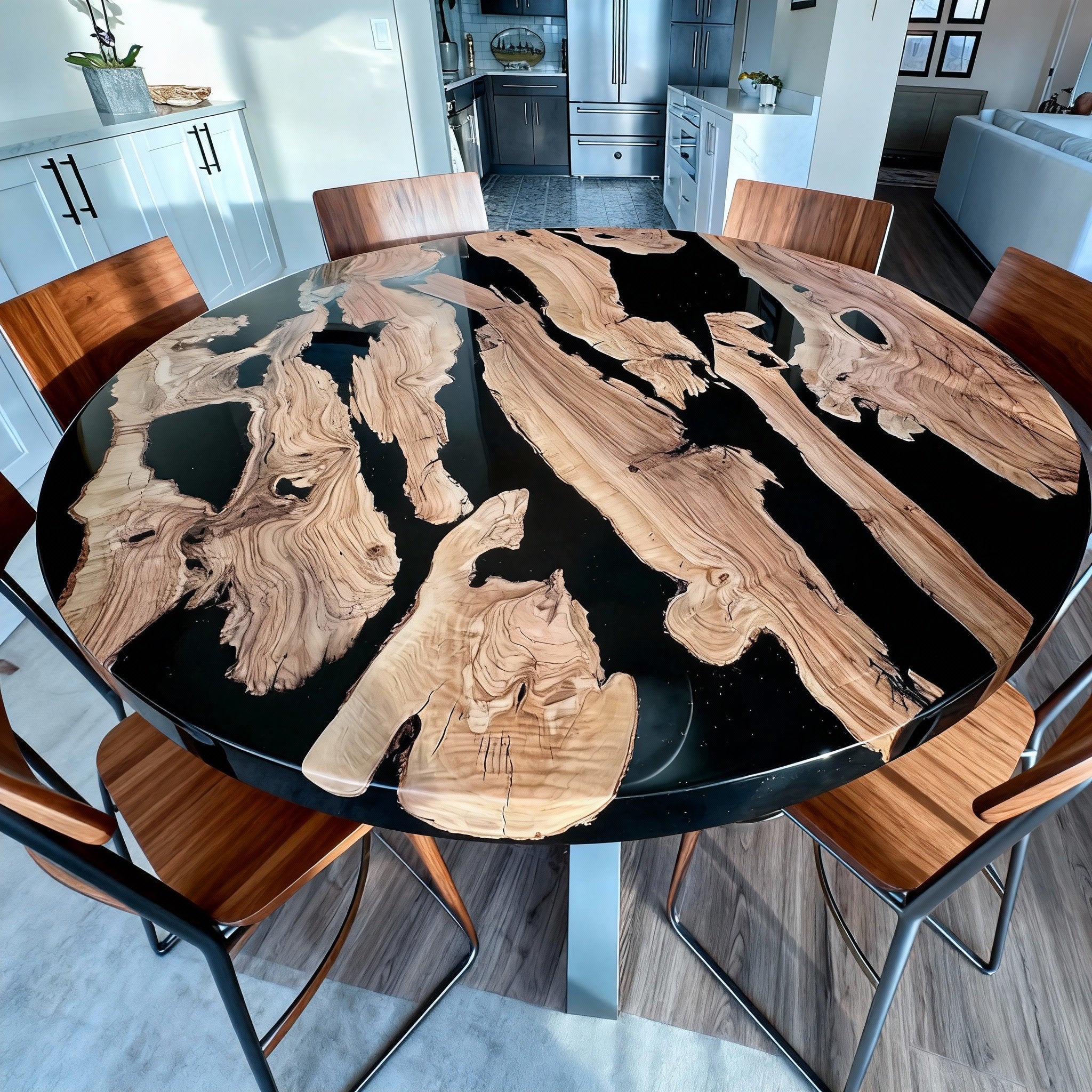 Custom Olive Wood Epoxy Resin River Table Onyx Black JQT-472 – EPOHOME