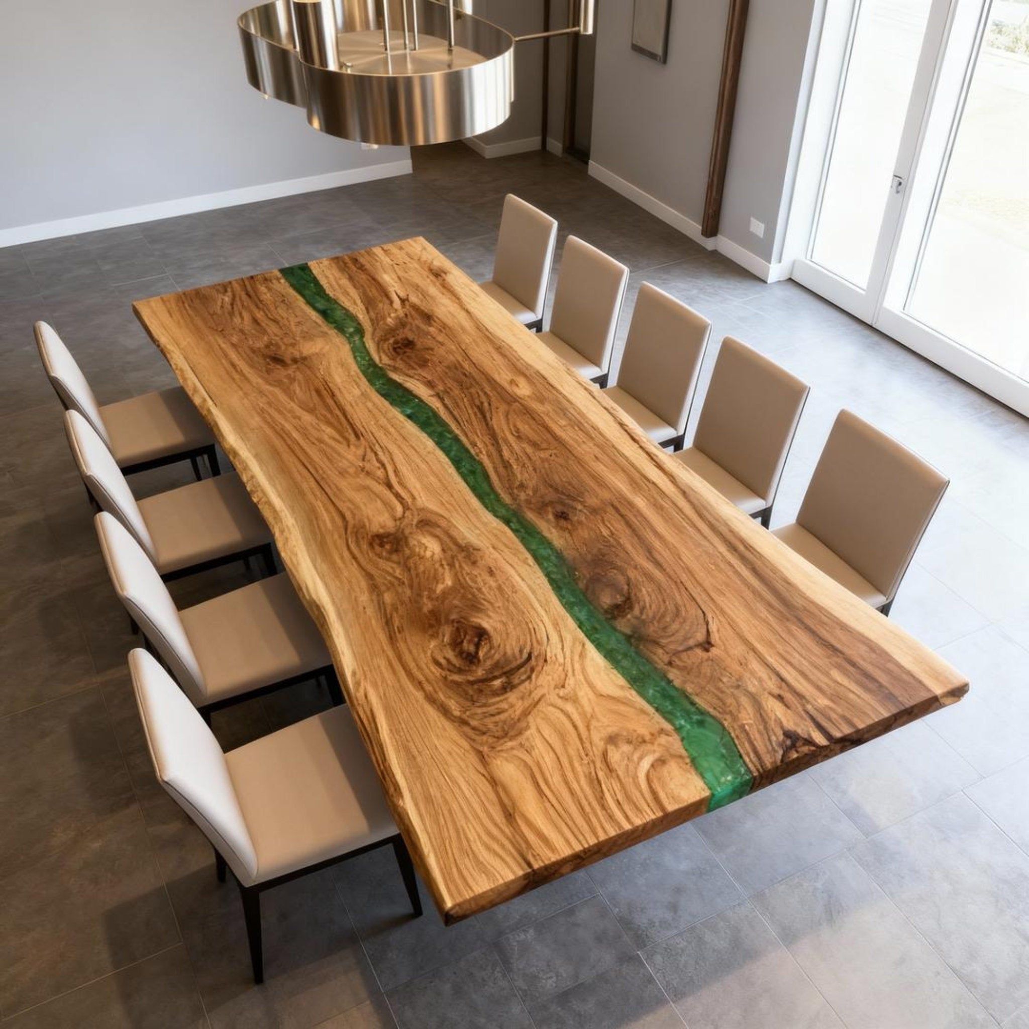 Custom Walnut Epoxy Resin River Table Emerald Green JXT-642 – EPOHOME