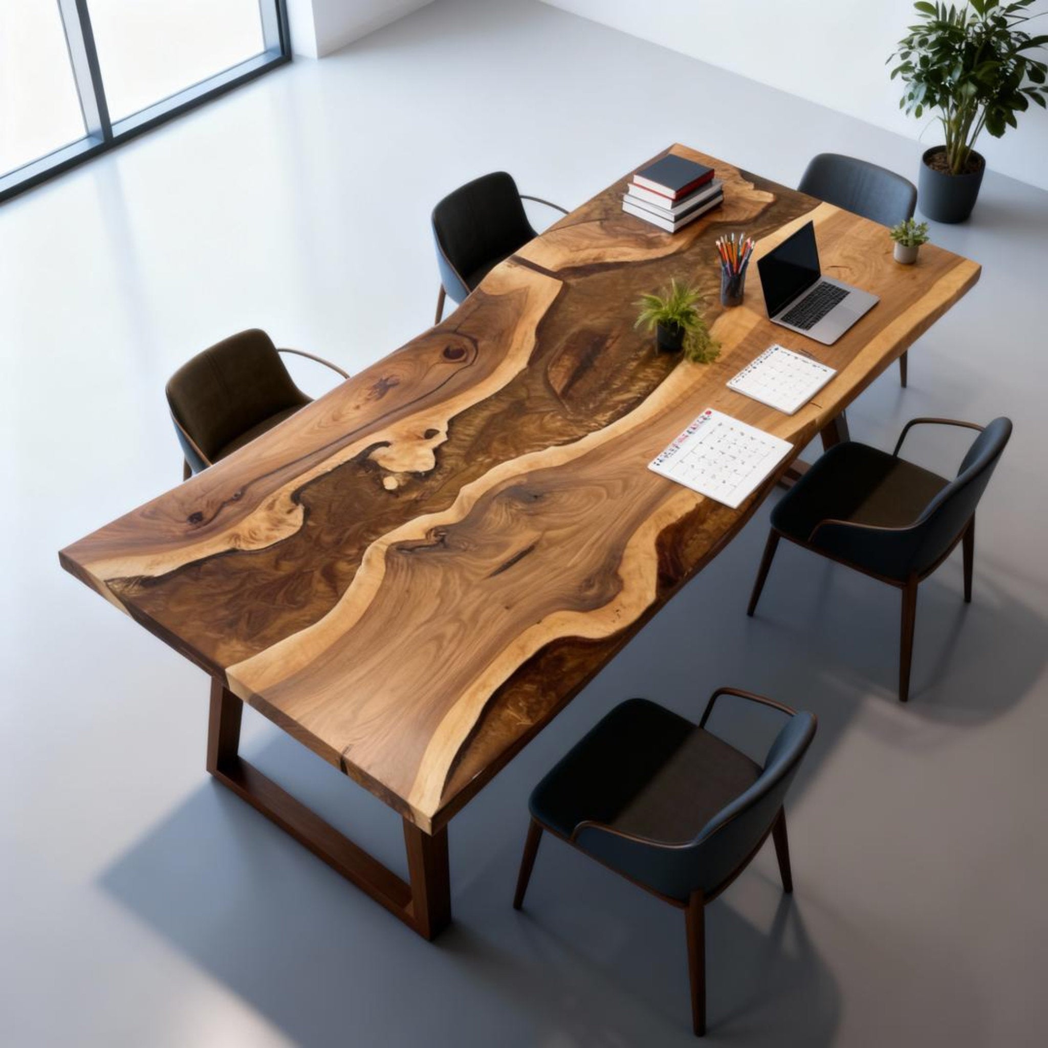 Custom Walnut Epoxy Resin River Table Transparent Amber JQP-587 – EPOHOME